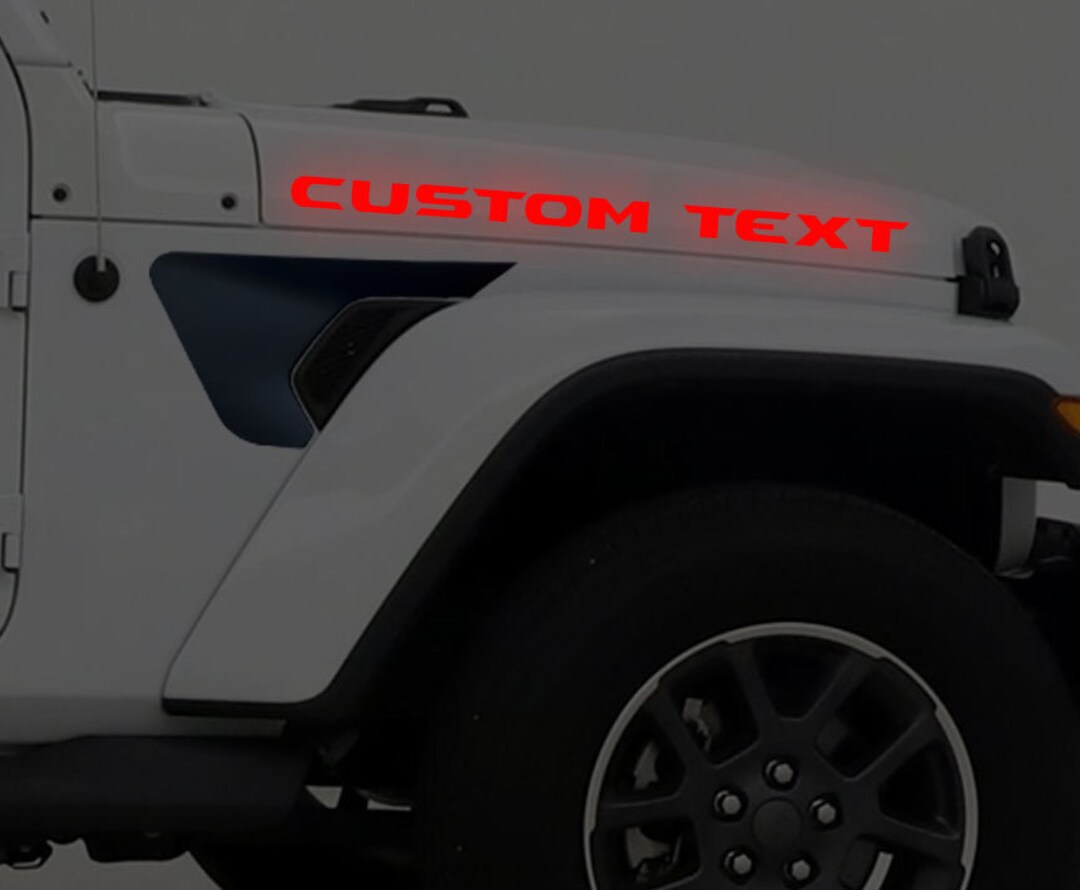 Reflective Custom Text Hood Vinyl Decal for Jeep | 2 Decals | Custom ...