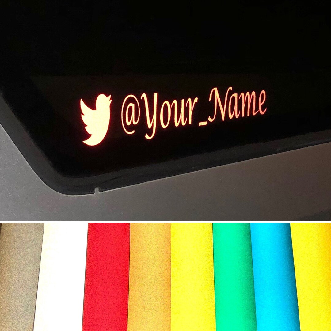 REFLECTIVE Custom Twitter Handle Vehicle Window Decal | 8 Inch or 10 ...