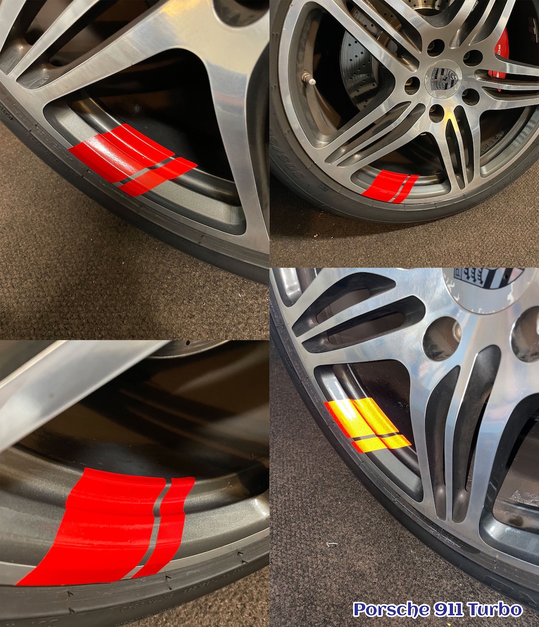 Reflective Wheel Hash Mark Decals | for Porsche | 6 Highly Reflective ...