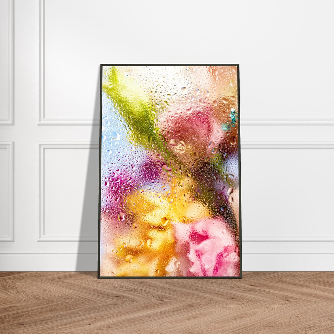 Bright Floral Water Droplets Poster - Colorful Artwork for Home Decor ...