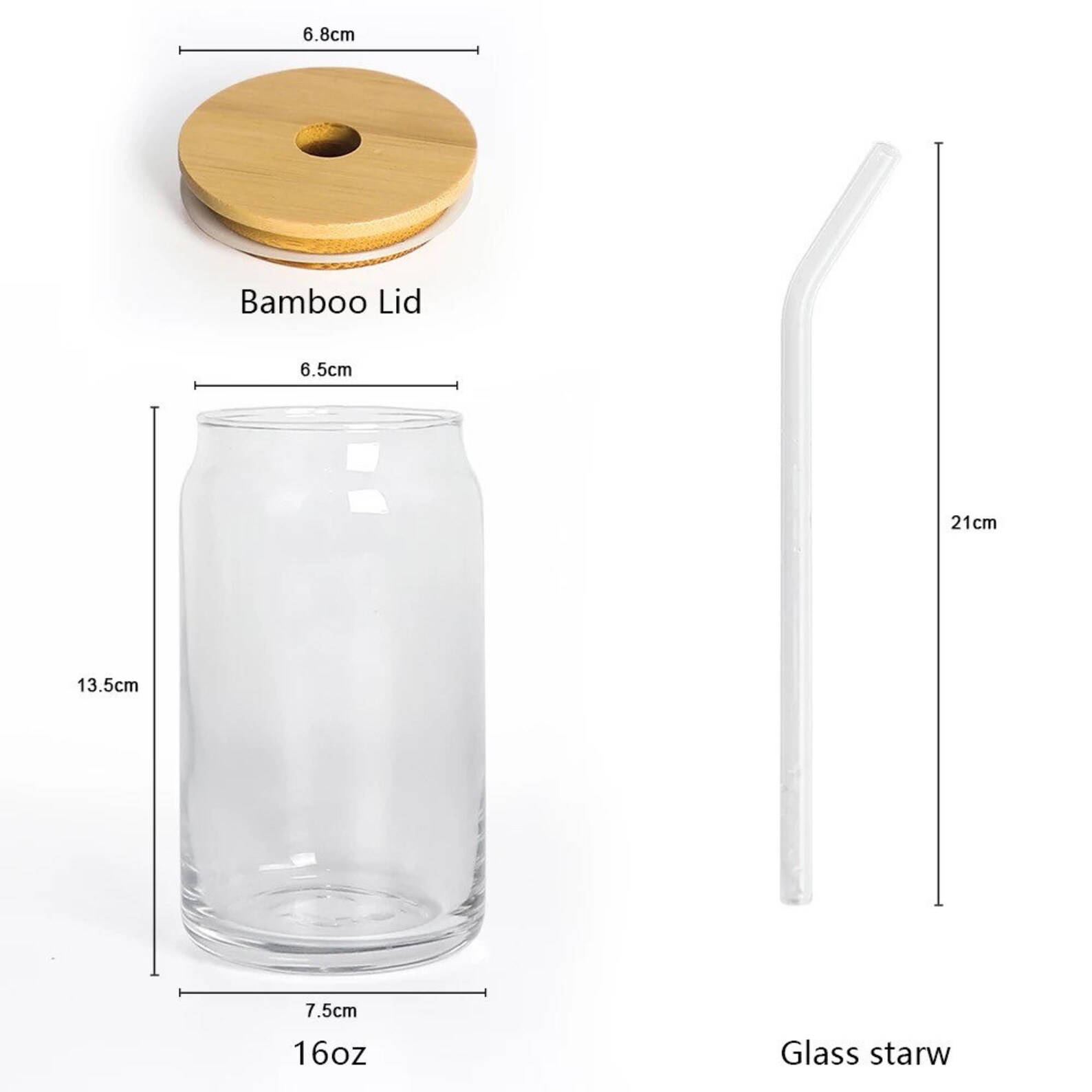 Show Love 16oz Boho Libbey Glass Can, Iced Coffee Glass Can With Straw ...