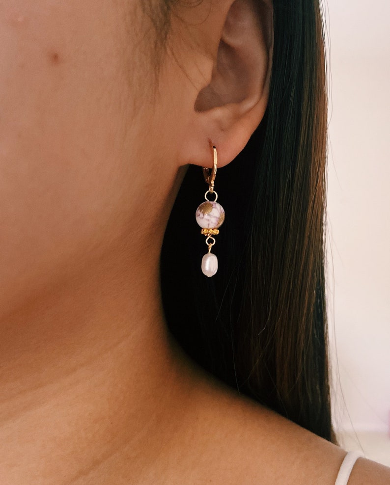 Dainty Floral Gold Porcelain Genuine Freshwater Pearl Gold - Etsy