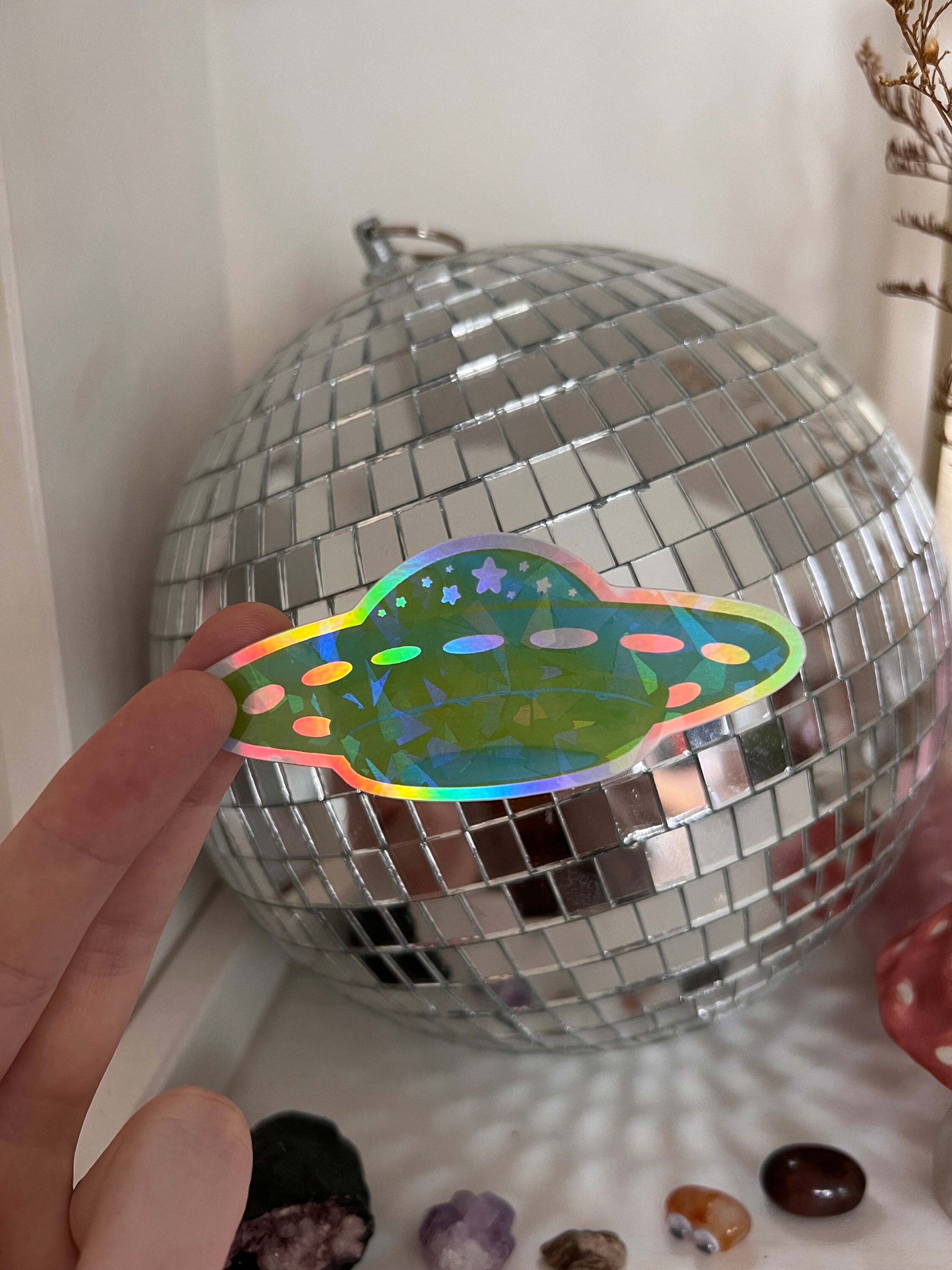 Neon Green Holographic UFO Vinyl Sticker - Etsy