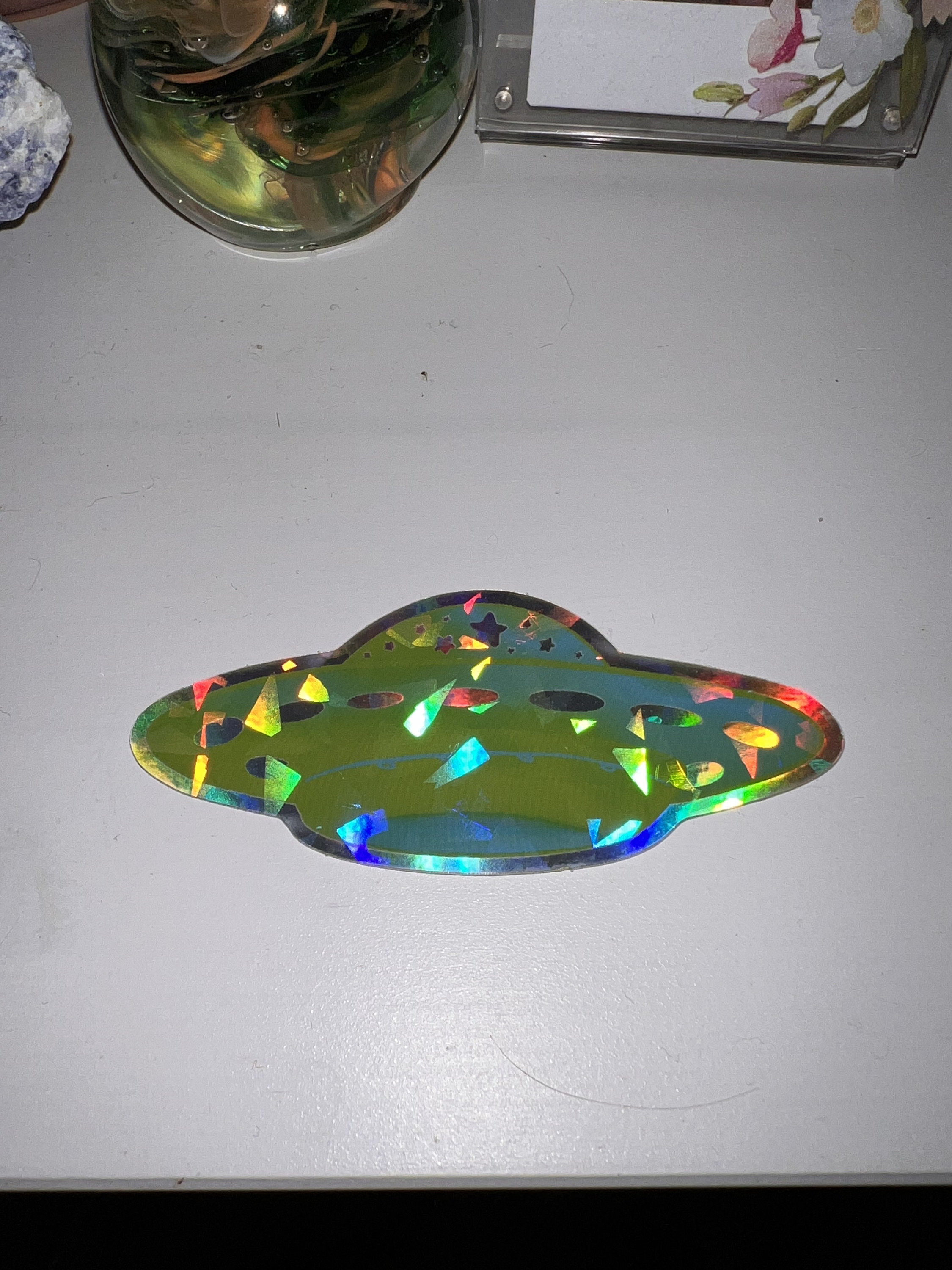 Neon Green Holographic UFO Vinyl Sticker - Etsy