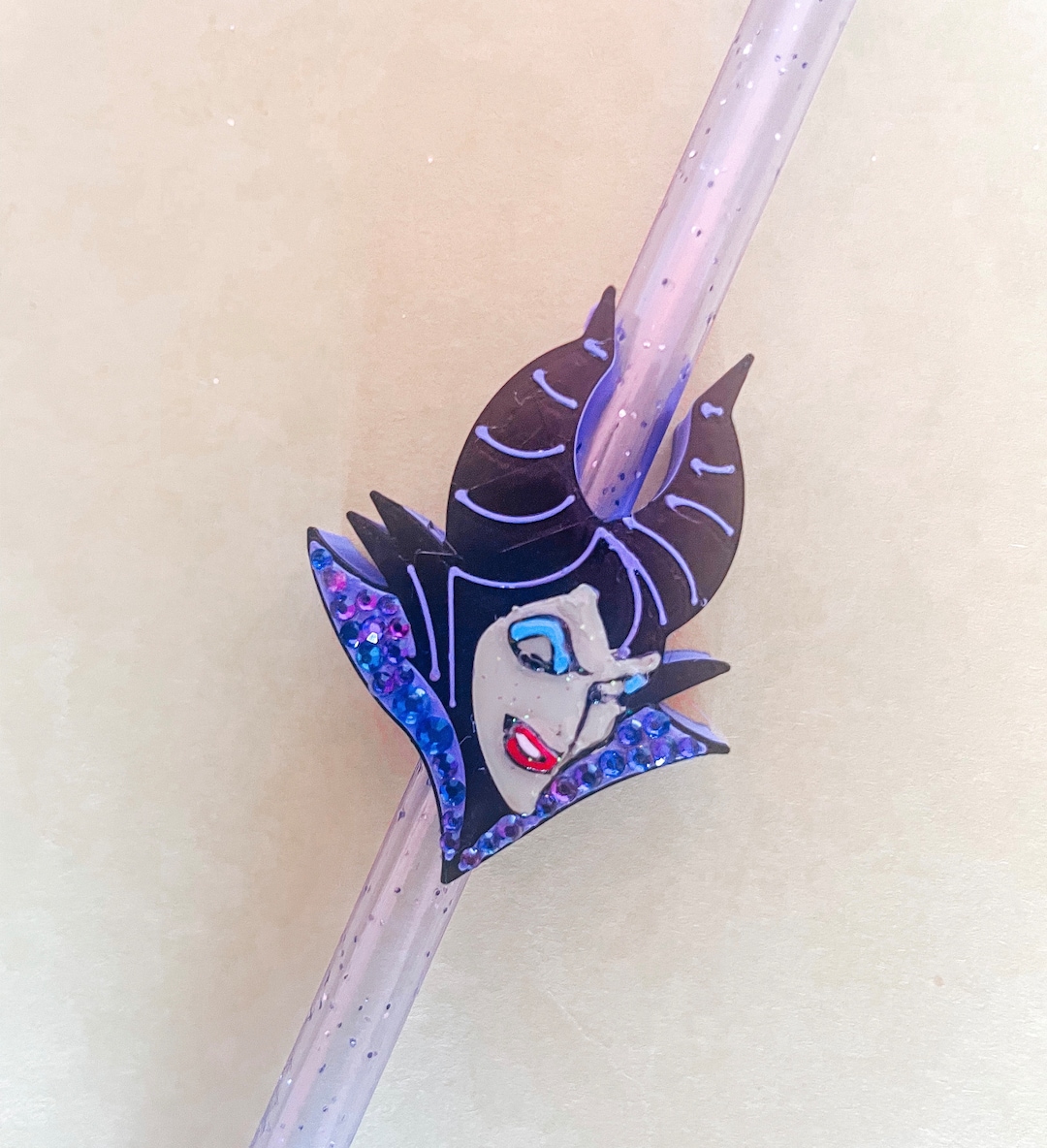Maleficent Straw Topper - Etsy