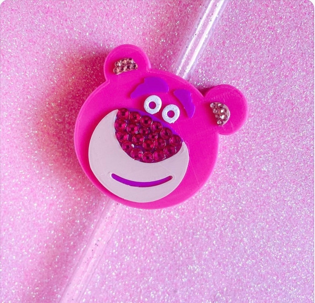 Pink Bear Straw Topper - Etsy