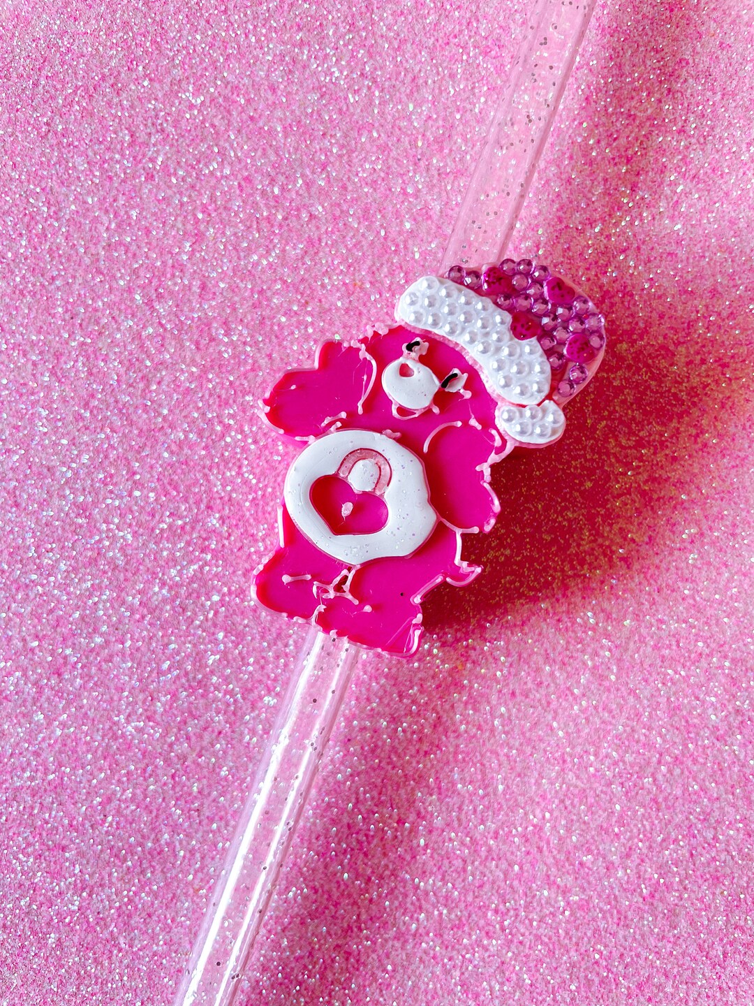 Pink Care Bear Straw Topper - Etsy