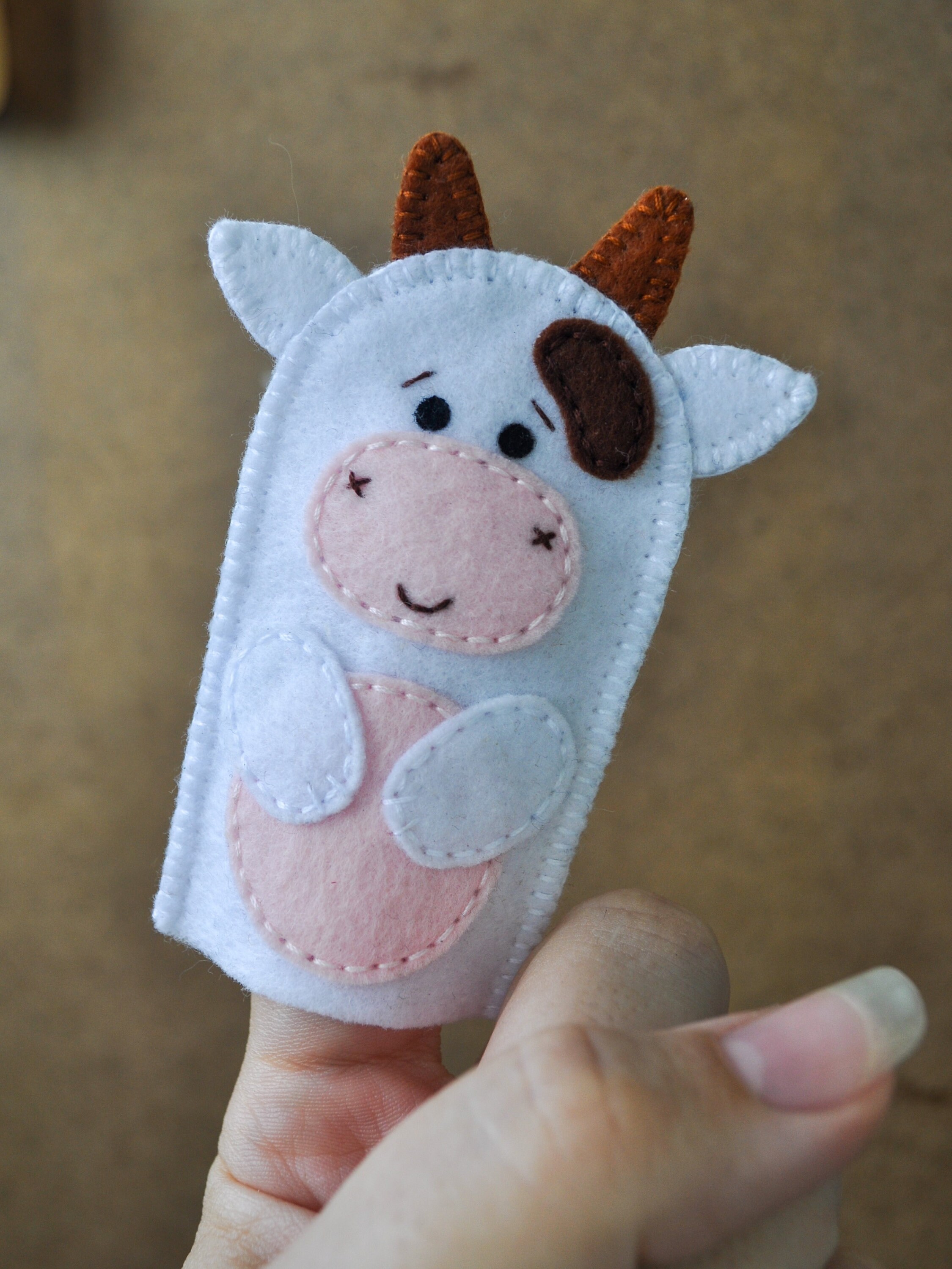 PDF Pattern, Felt Patter, Cow Finger Puppet Pattern, Cow Sewing ...