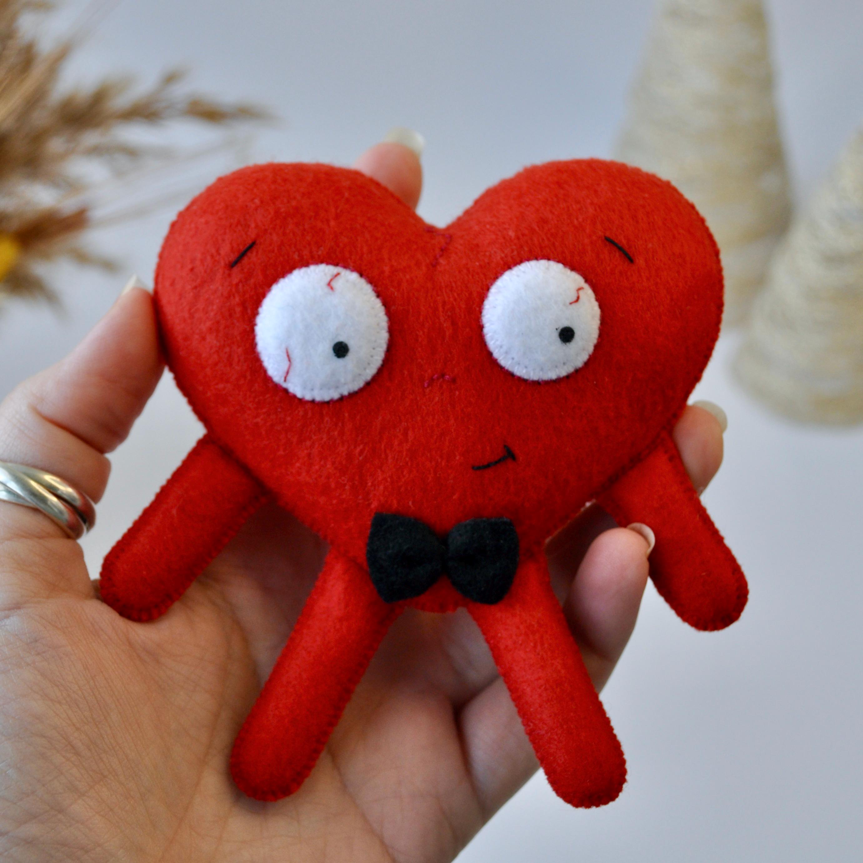 PDF Sewing Pattern: Felt Quirky Heart Plush – DIY Stuffed Heart Toy ...