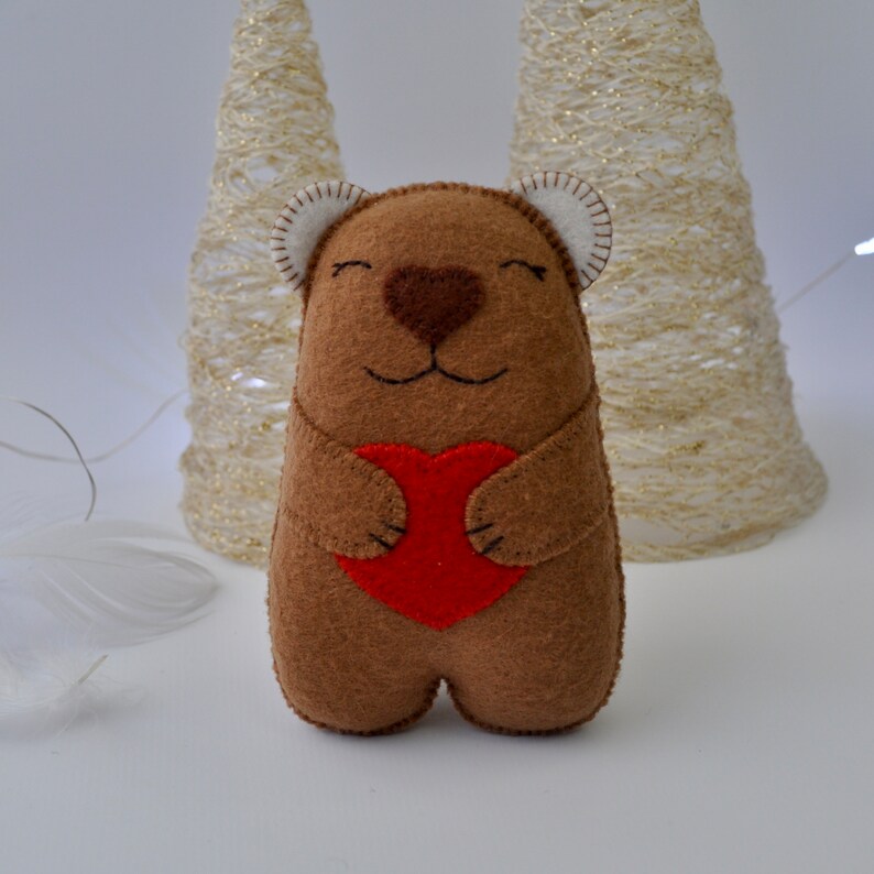 PDF Sewing Pattern: Felt Teddy Bear With a Heart. DIY Teddy Bear Toy ...