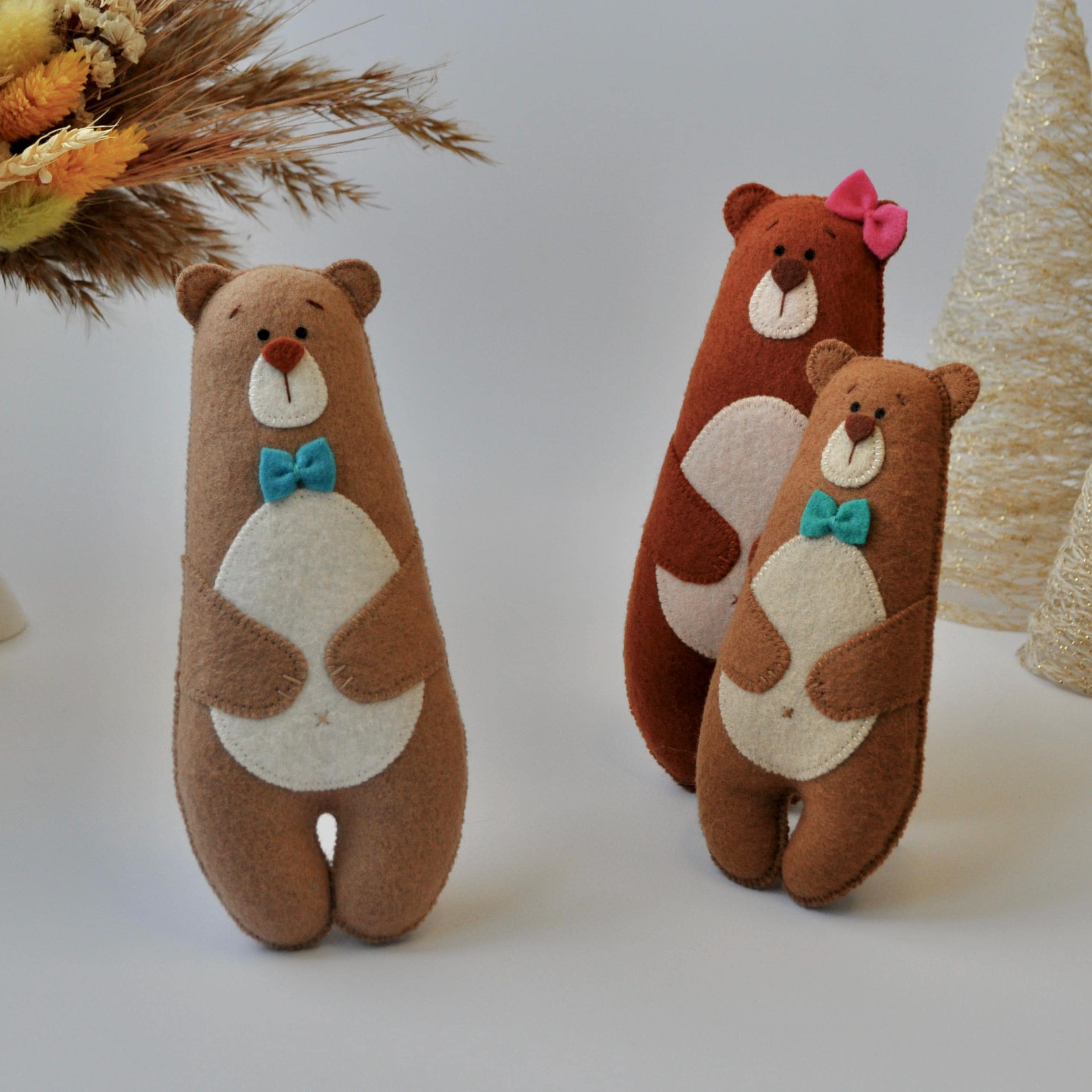 PDF Sewing Pattern: Felt Teddy Bear Plush – DIY Stuffed Bear Toy in Two ...