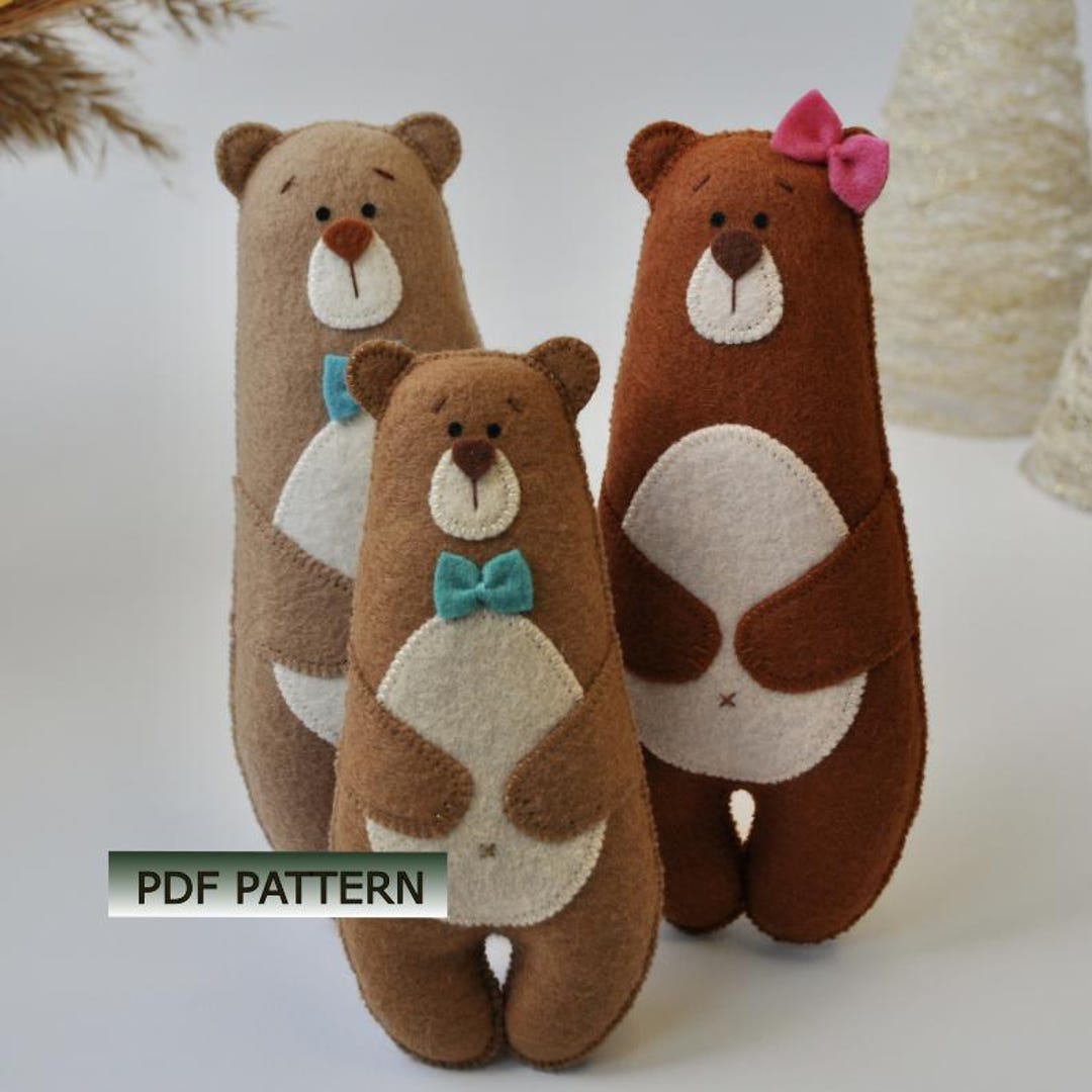 Felt Teddy Bear PDF Sewing Pattern Including Two Sizes With Step by ...