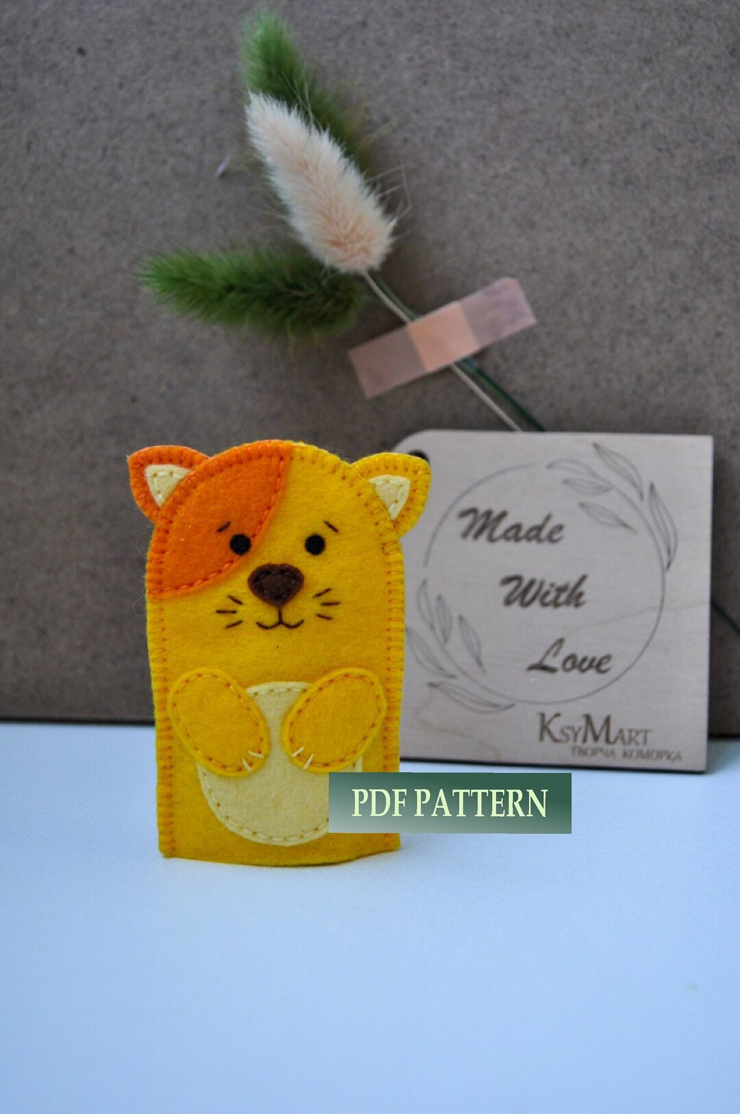 Cat Finger Puppet Pattern (PDF): Felt Sewing Tutorial, Easy DIY E ...