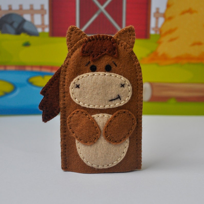 DIY Felt Farm Finger Puppets PDF Pattern for Cow Goat Sheep Horse and ...