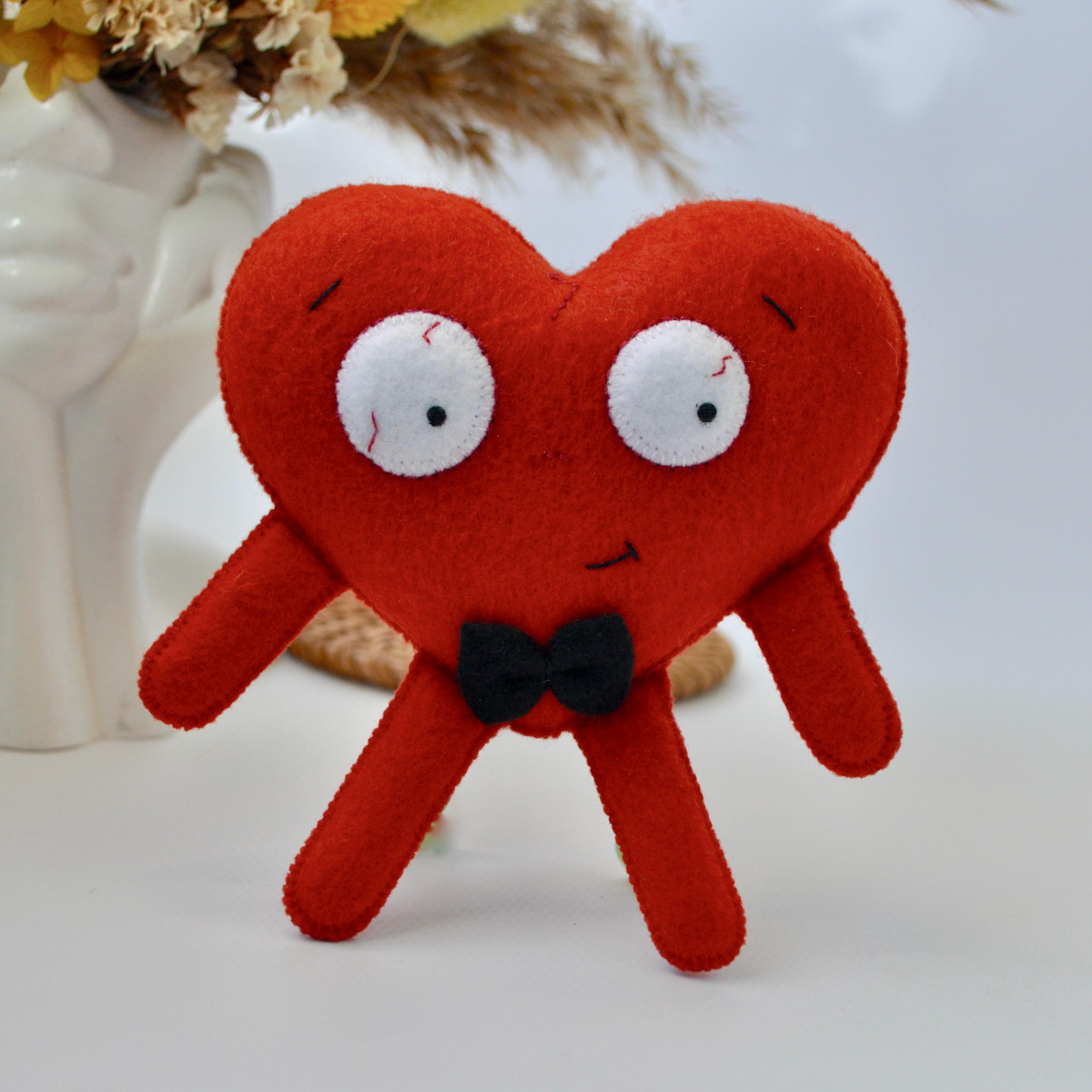 PDF Sewing Pattern: Felt Quirky Heart Plush – DIY Stuffed Heart Toy ...