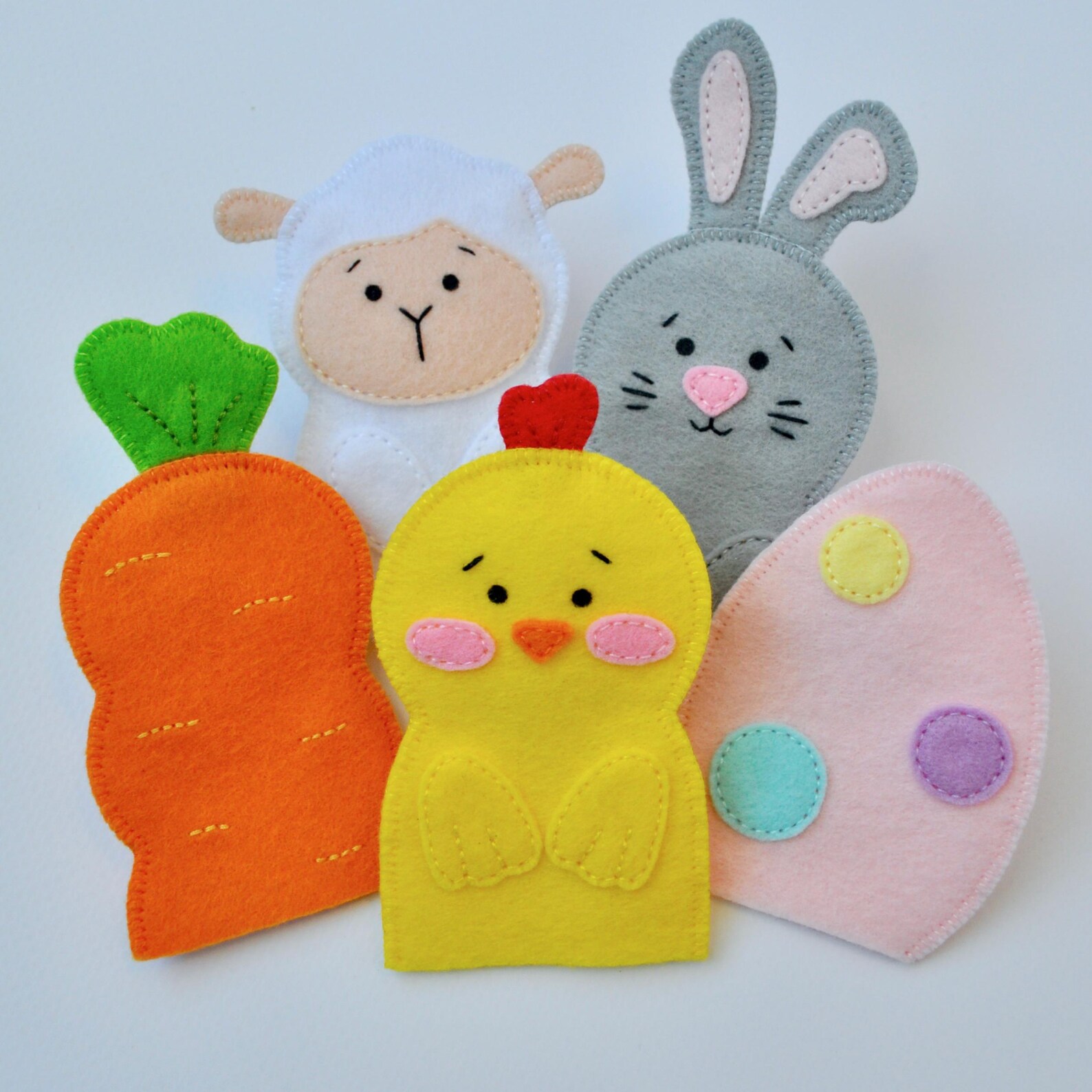 PDF Patterns: Easter Finger Puppet Set. Easy Sew Felt Bunny, Chick ...