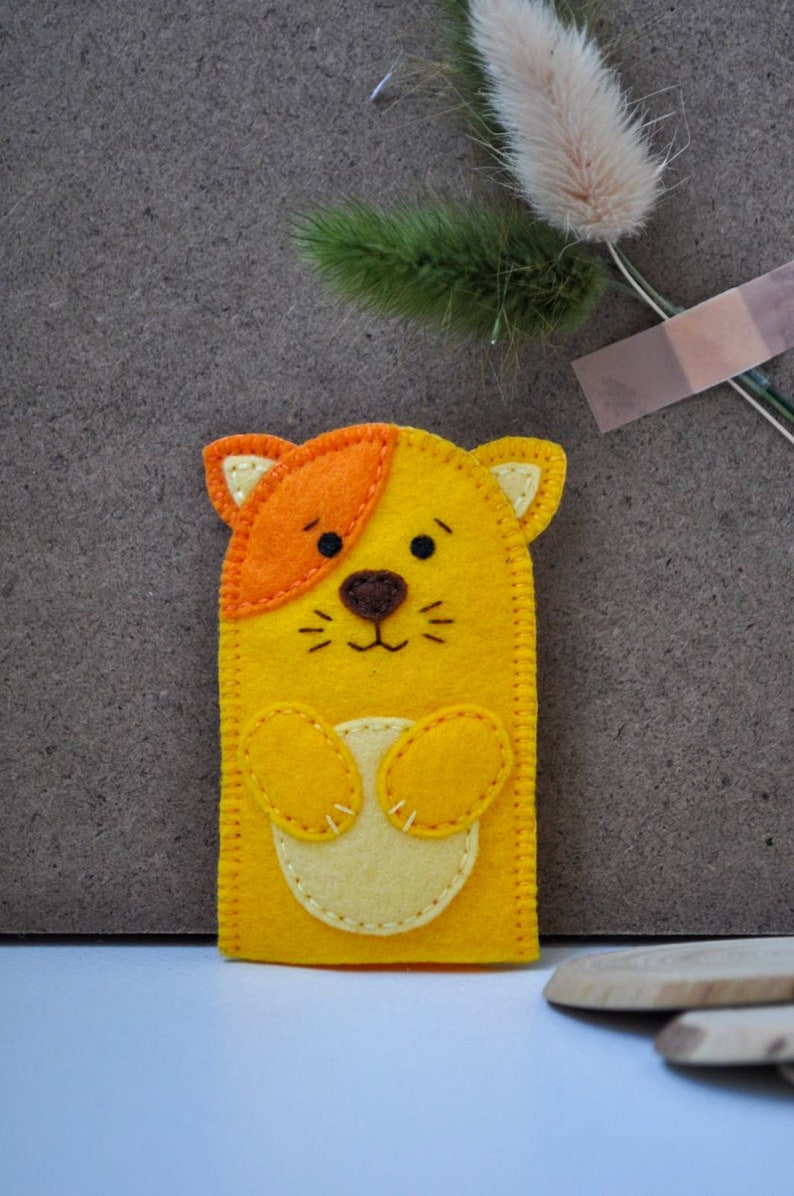 Cat Finger Puppet Pattern (PDF): Felt Sewing Tutorial, Easy DIY E ...