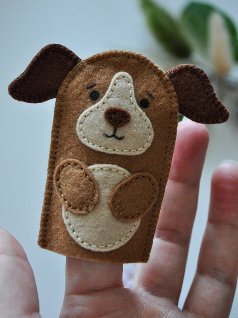 PDF Pattern, Felt Patter, Dog Finger Puppet Pattern, Puppy Sewing ...