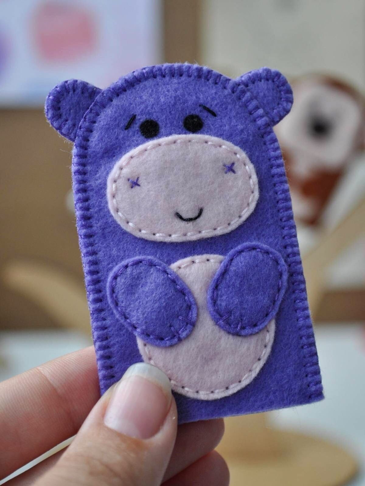 PDF Pattern, Felt Hippo Finger Puppet Pattern, Hippo Sewing Tutorial ...