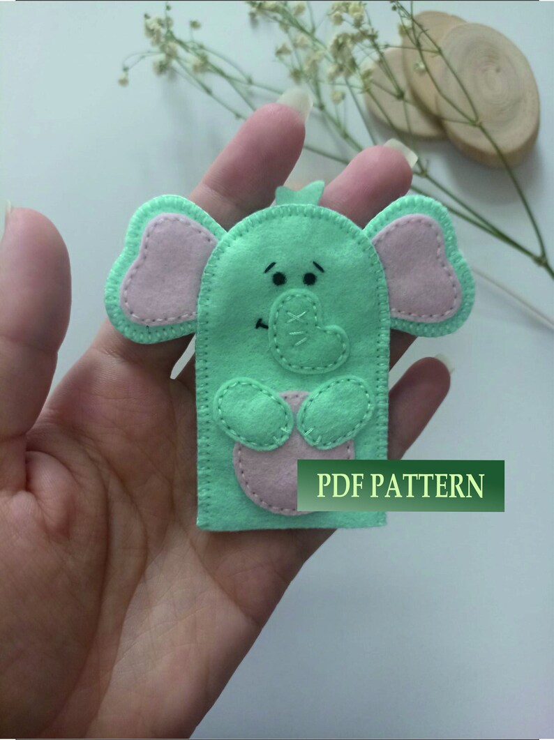 PDF Pattern, Felt Patter, Elephant Finger Puppet Pattern, Elephant ...
