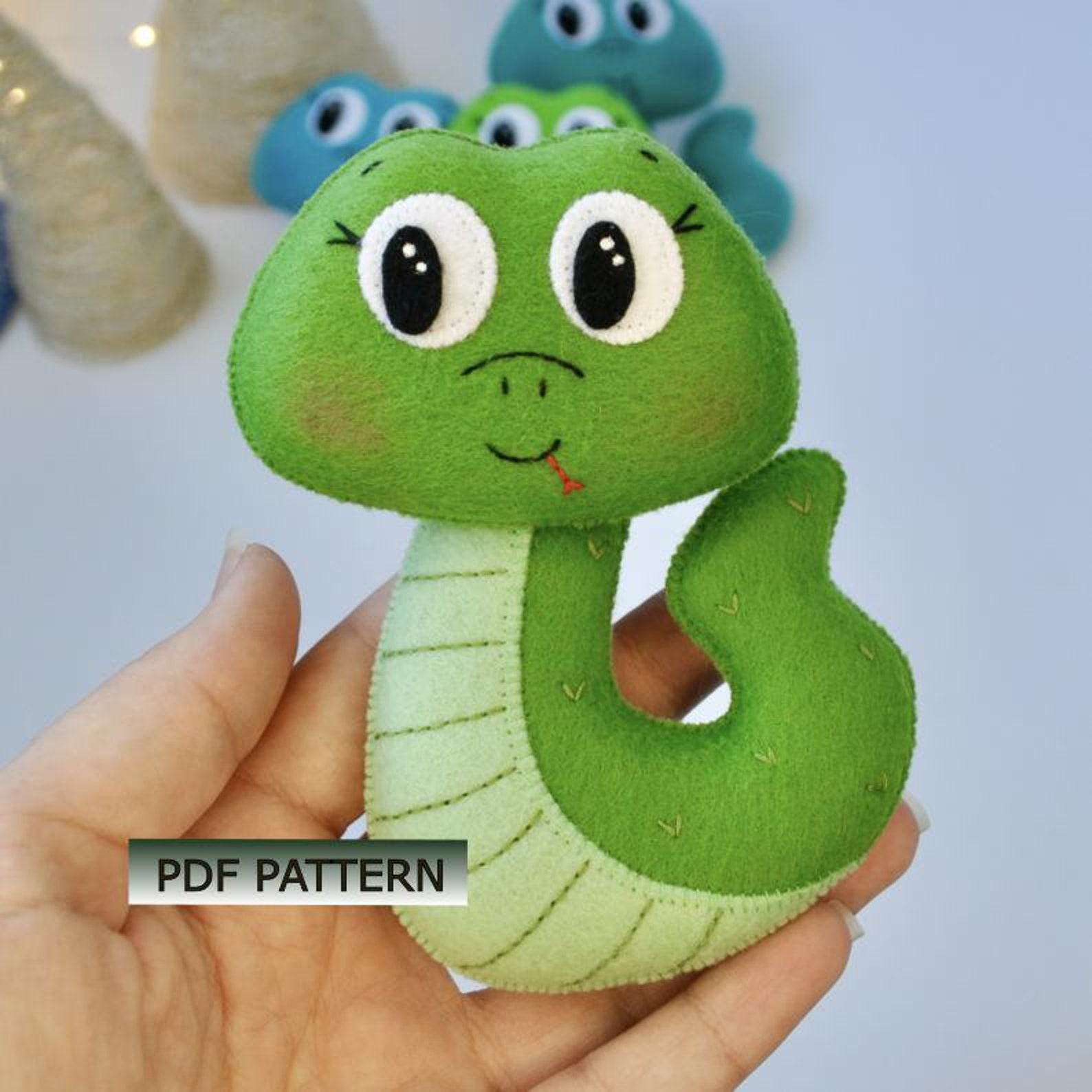 PDF Sewing Pattern: Felt Snake. DIY Snake Toy Plush. Easy Sewing ...