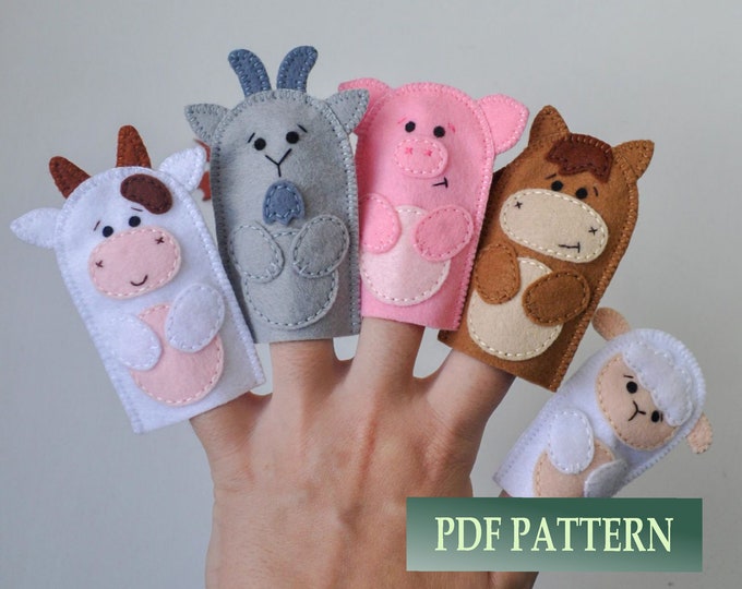 Farm Animal Felt Finger Puppets Sewing Pattern - PDF Epattern for Goat ...