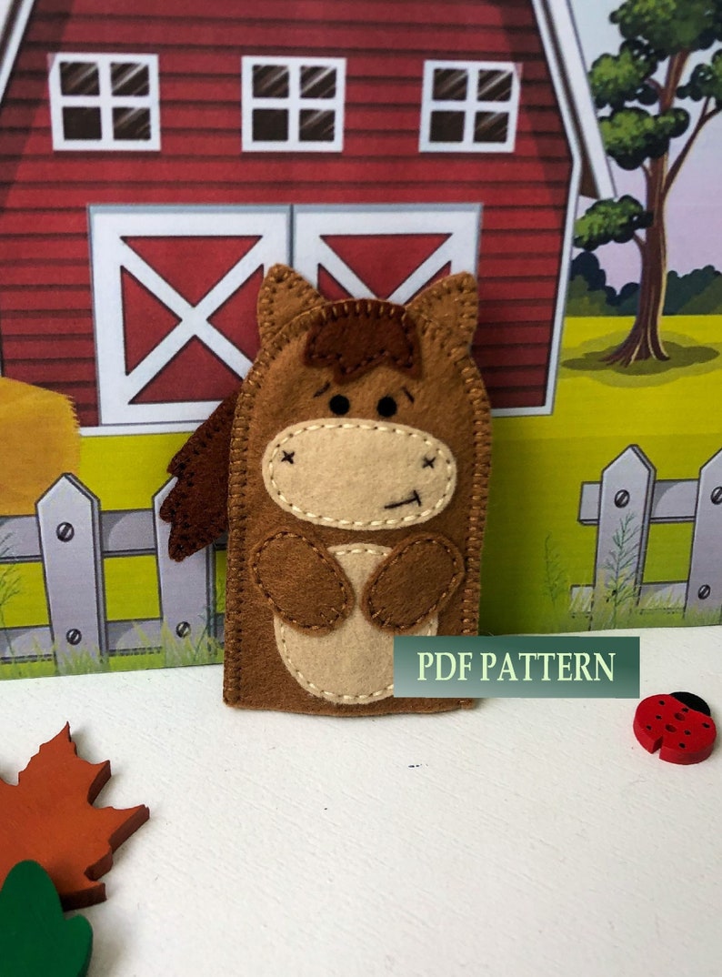 PDF Pattern, Felt Patter, Horse Finger Puppet Pattern, Pony Sewing ...