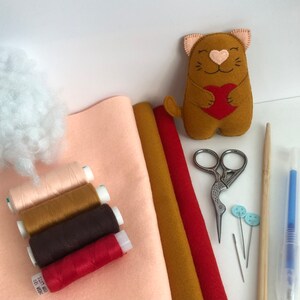 PDF Sewing Pattern: Felt Cat With a Heart. DIY Cat Toy Plush. Easy ...