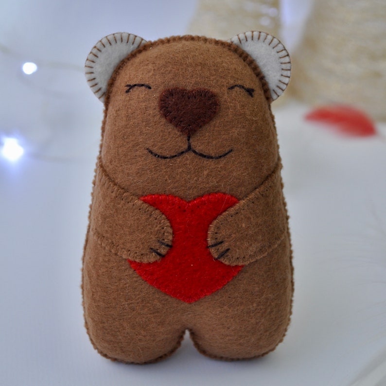 PDF Sewing Pattern: Felt Teddy Bear With a Heart. DIY Teddy Bear Toy ...
