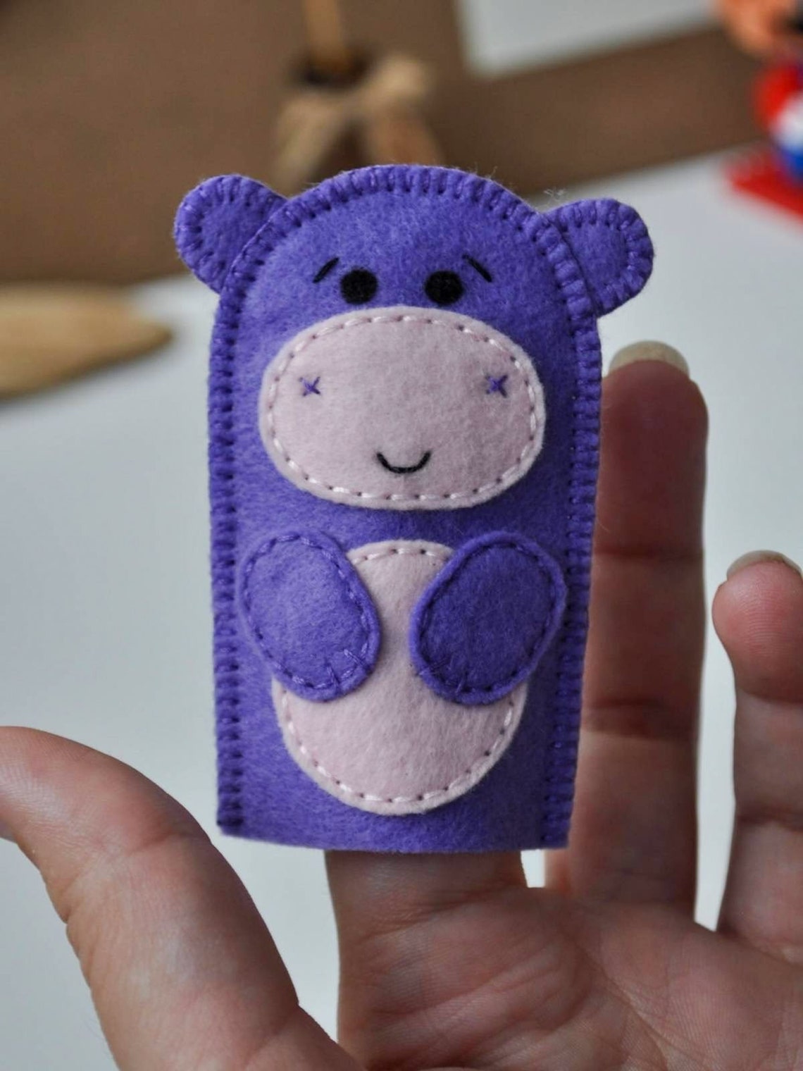 PDF Pattern, Felt Hippo Finger Puppet Pattern, Hippo Sewing Tutorial ...