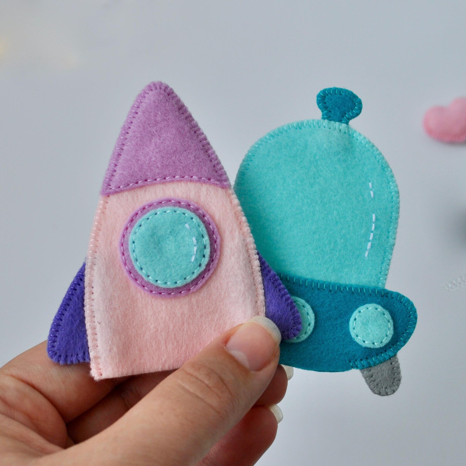 PDF Patterns: Space Finger Puppet Set. Easy Sew Felt Astronaut, Rocket ...