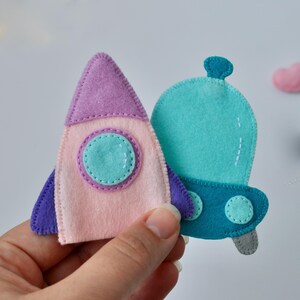 PDF Patterns: Space Finger Puppet Set. Easy Sew Felt Astronaut, Rocket ...