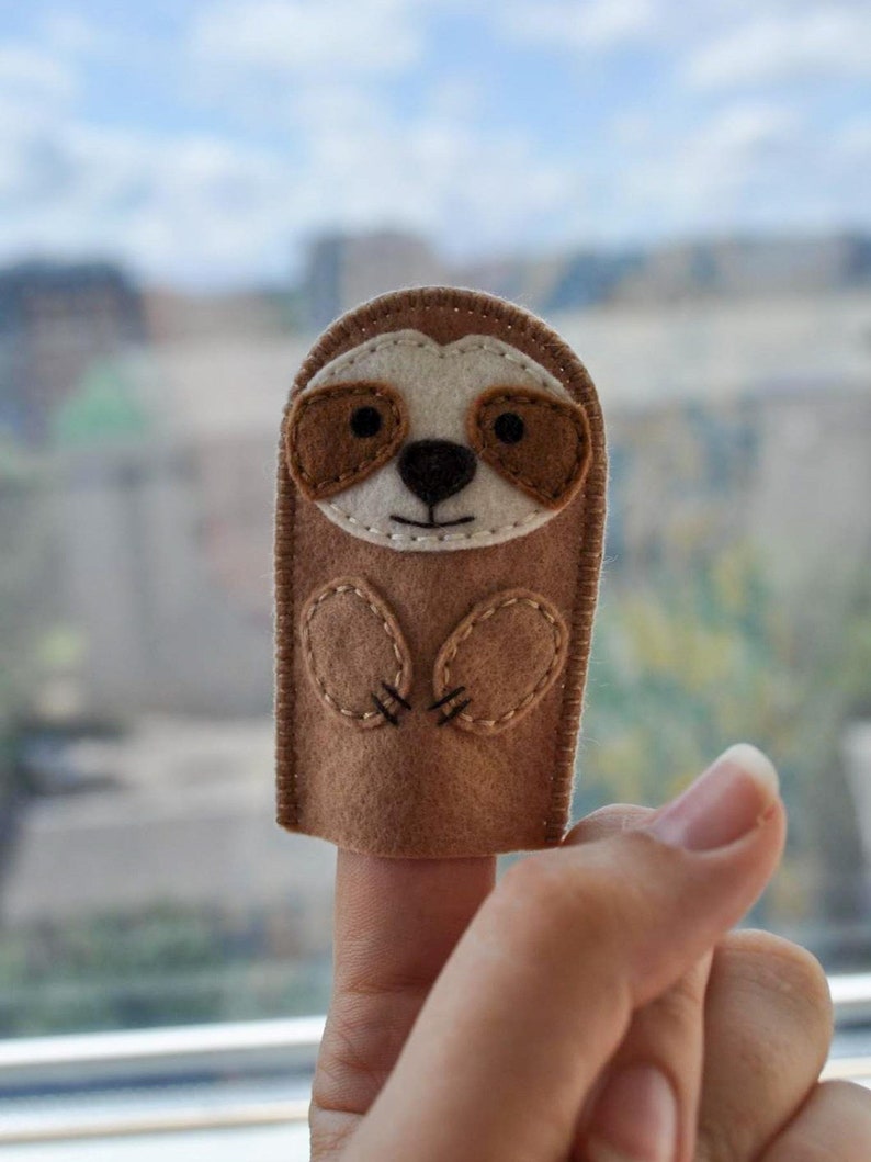 PDF Pattern – Felt Sloth Finger Puppet Pattern, Easy Sewing Tutorial ...
