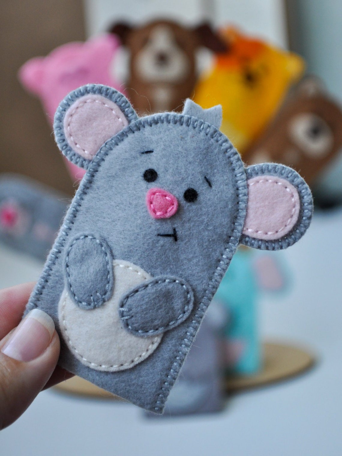 PDF Pattern, Felt Patter, Mouse Finger Puppet Pattern, Mouse Sewing ...