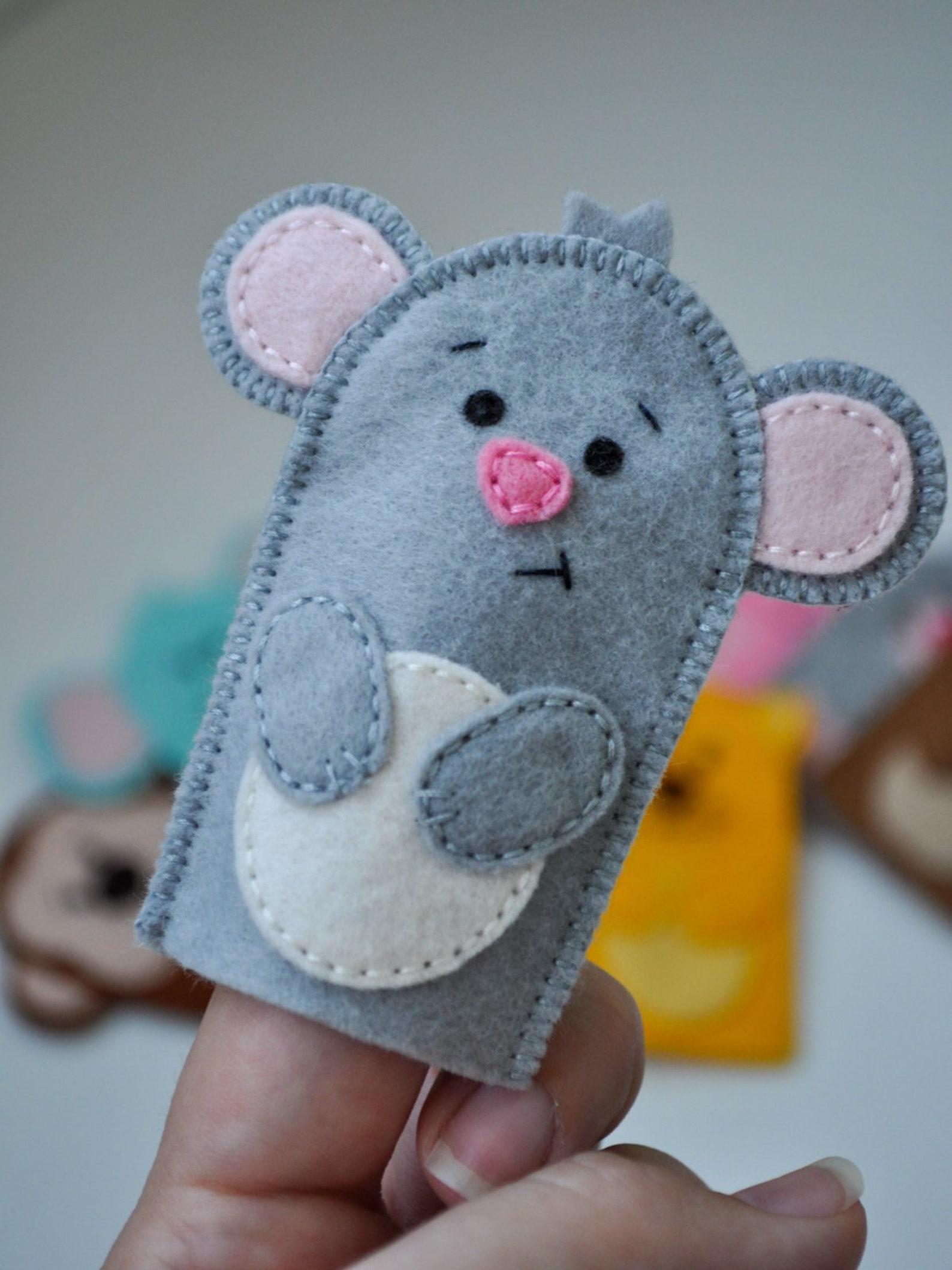 PDF Pattern, Felt Patter, Mouse Finger Puppet Pattern, Mouse Sewing ...