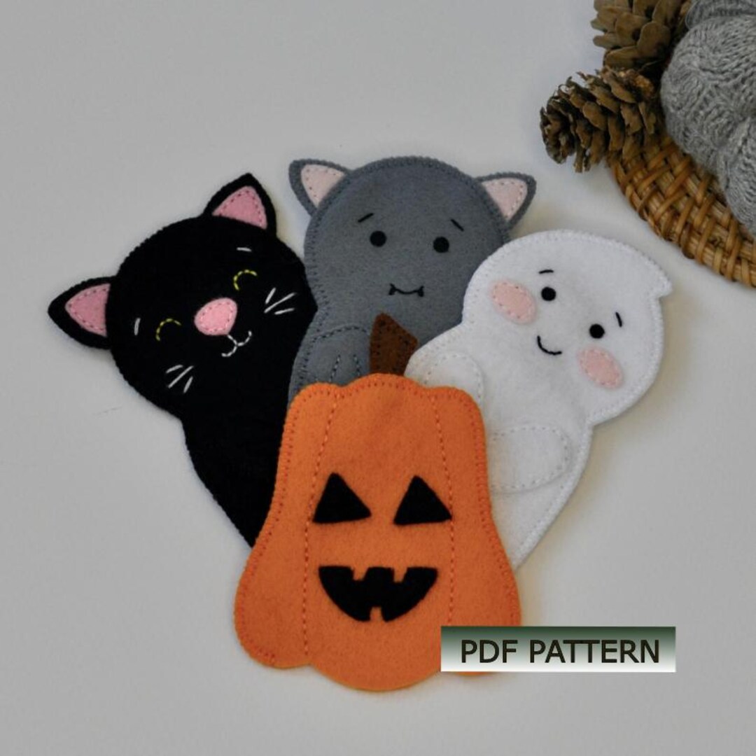 PDF Sewing Pattern to Make Halloween Felt Finger Puppets – Pumpkin ...
