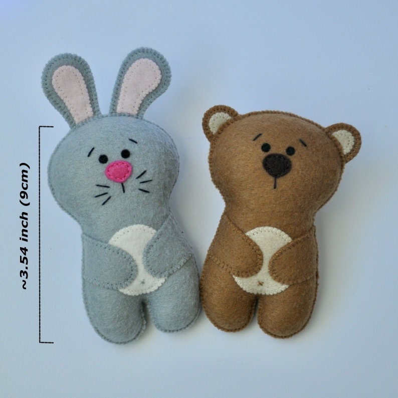 PDF Sewing Patterns: Tiny Felt Forest Animals. DIY Teddy Bear and Bunny ...