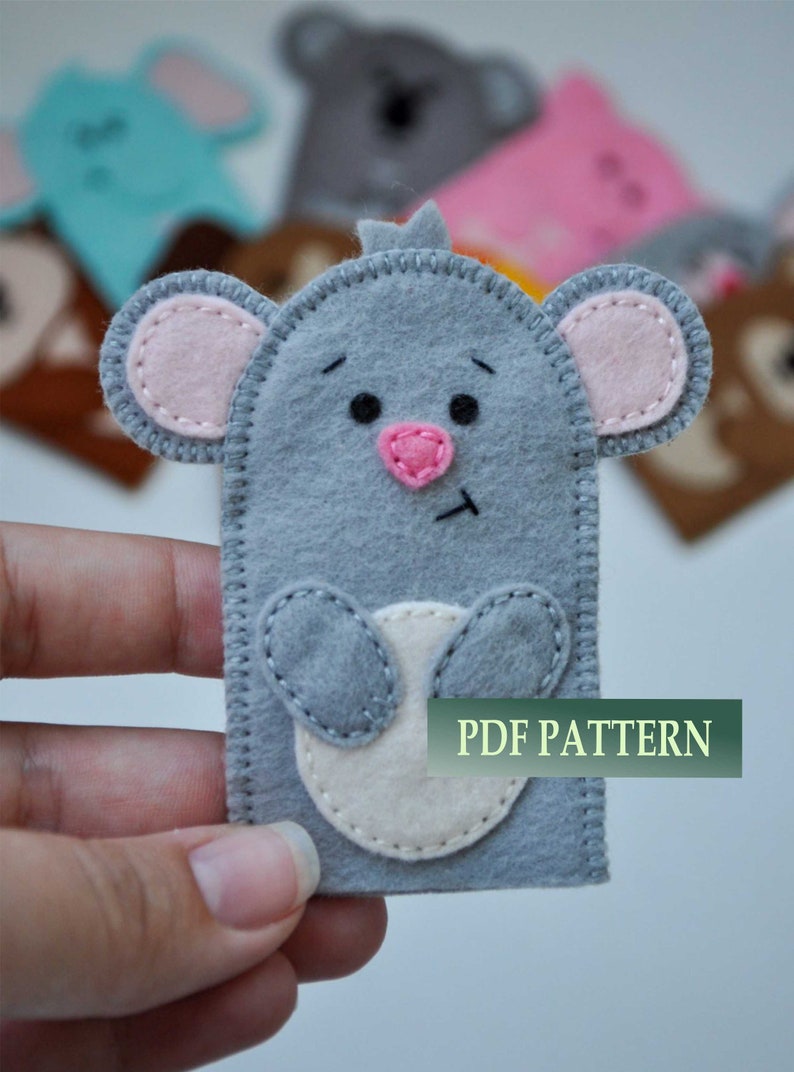 PDF Pattern, Felt Patter, Mouse Finger Puppet Pattern, Mouse Sewing ...