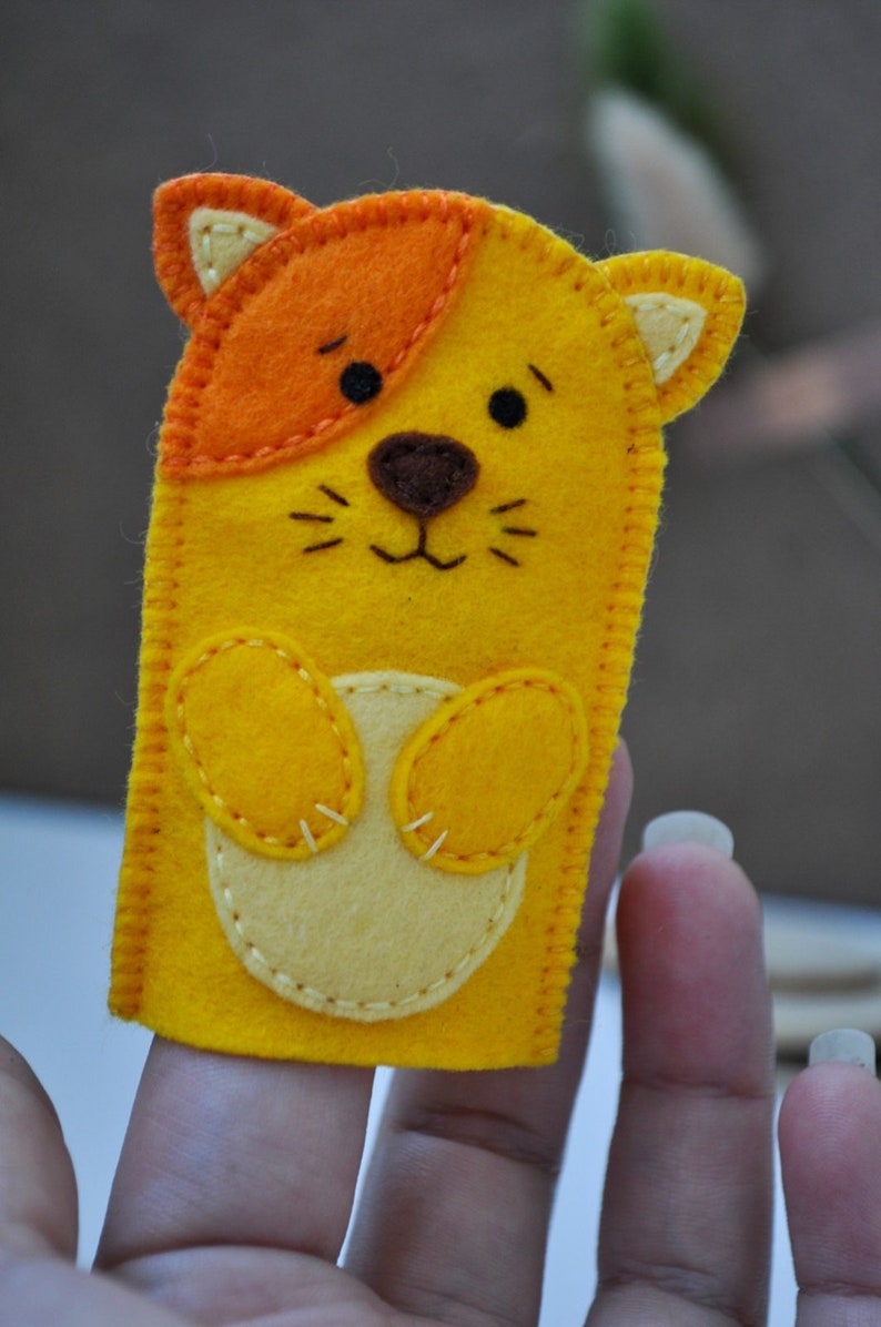 Cat Finger Puppet Pattern (PDF): Felt Sewing Tutorial, Easy DIY E ...