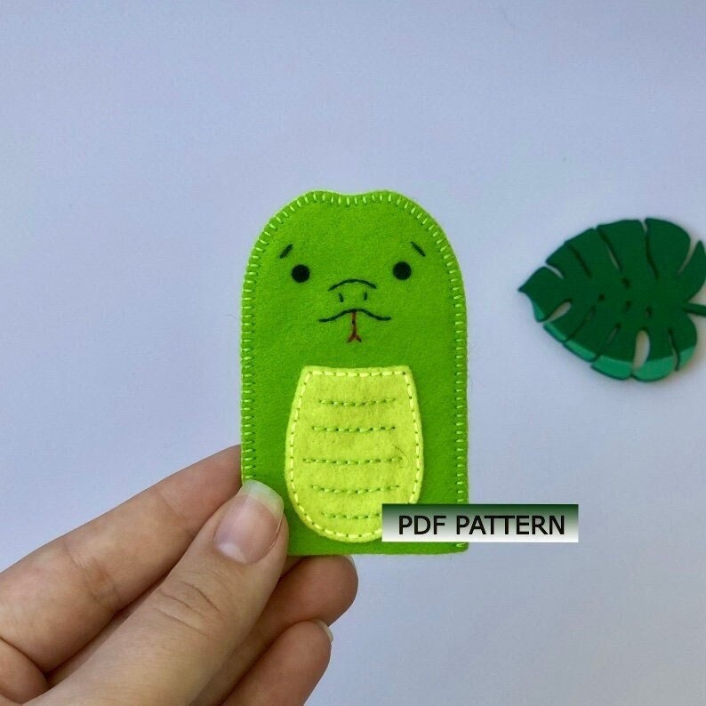 PDF Pattern – Felt Snake Finger Puppet, Easy Sewing Tutorial, DIY Felt ...