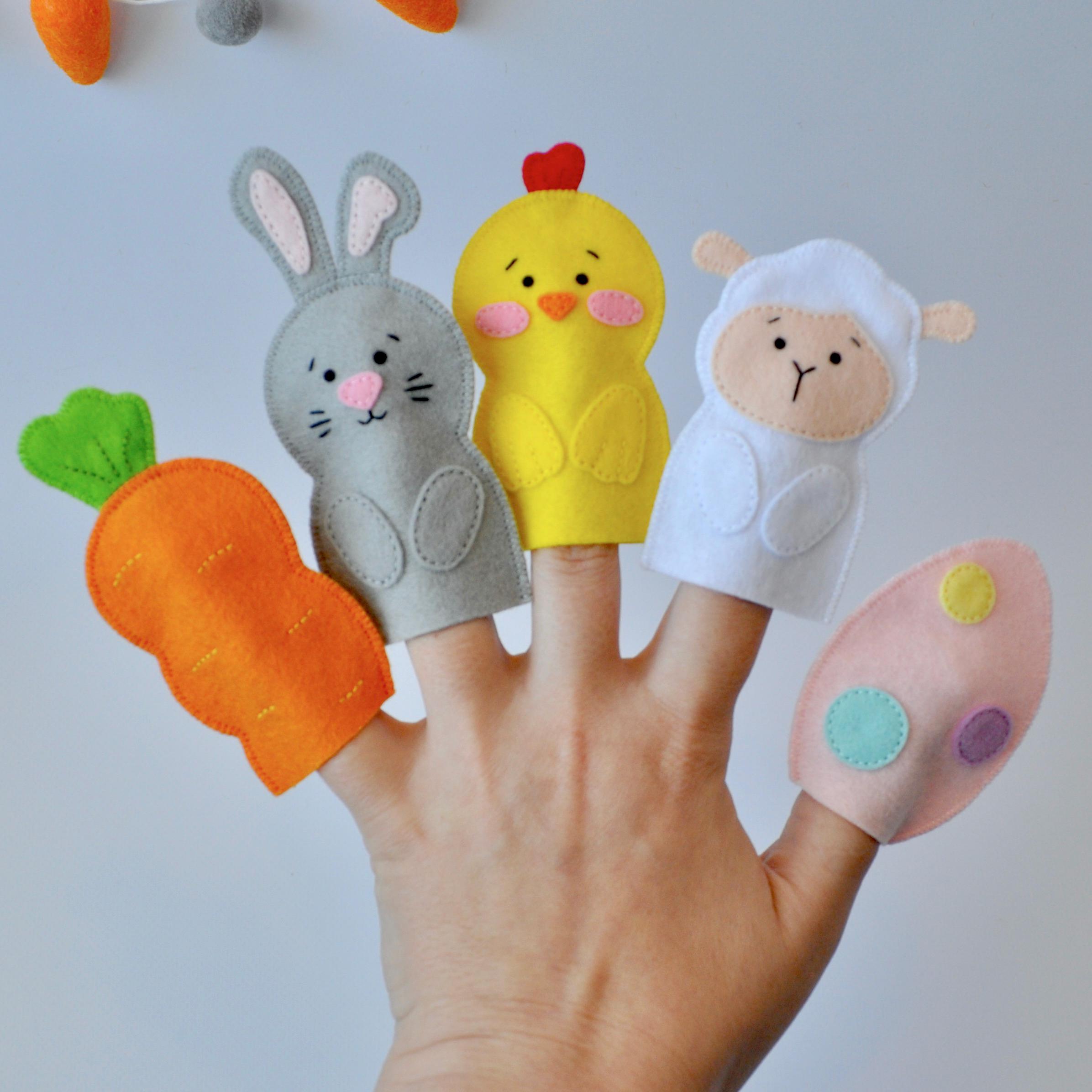 PDF Patterns: Easter Finger Puppet Set. Easy Sew Felt Bunny, Chick ...