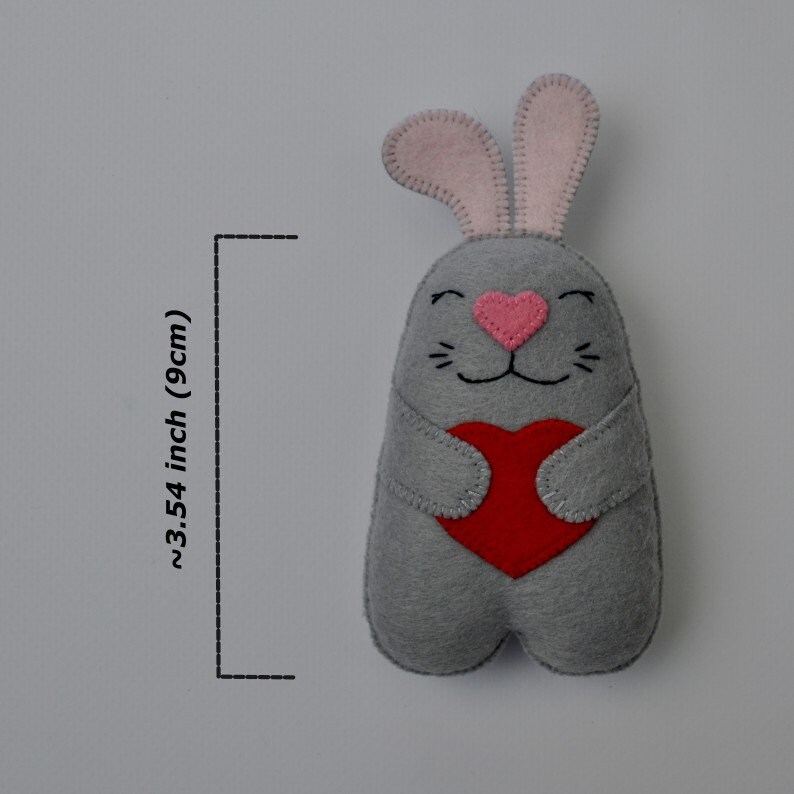 PDF Sewing Pattern: Felt Bunny With a Heart. DIY Cat Toy Plush. Easy ...