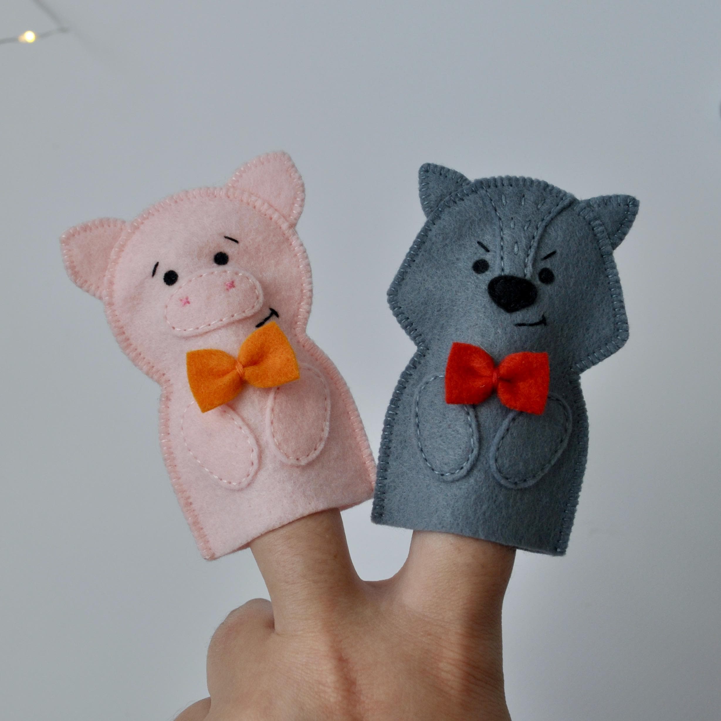PDF Pattern: Felt Finger Puppets – Three Little Pigs and Big Bad Wolf ...