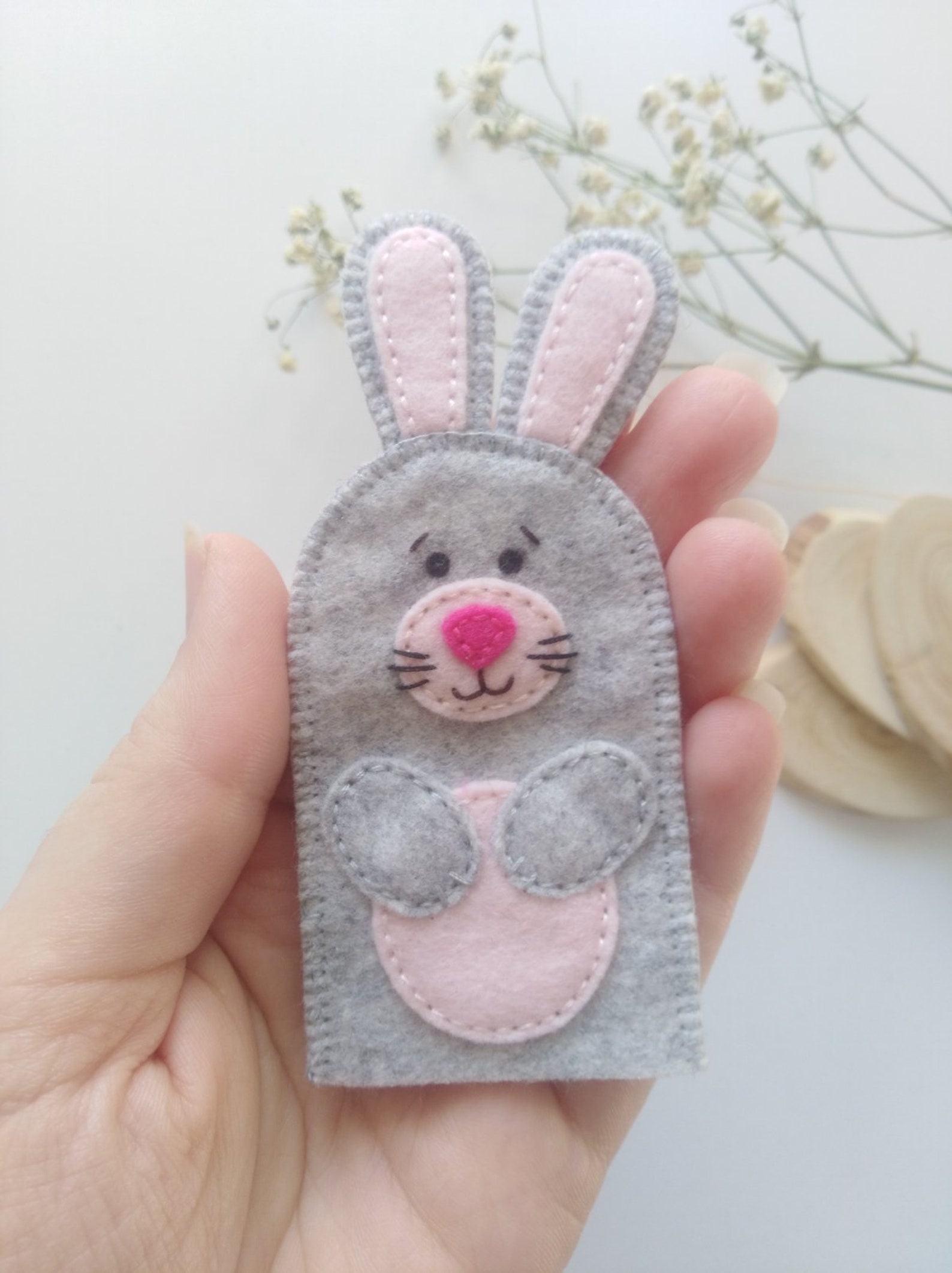 PDF Pattern, Easy Felt Patter, Felt Bunny Finger Puppet Pattern, Rabbit ...