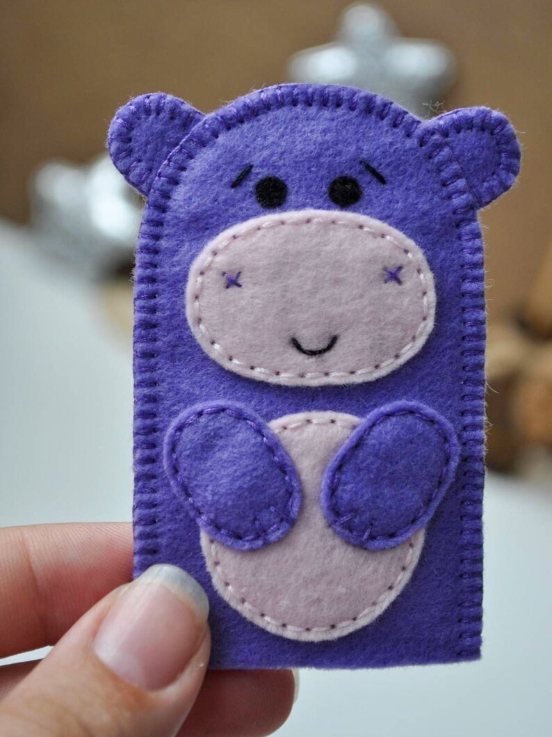 PDF Pattern, Felt Hippo Finger Puppet Pattern, Hippo Sewing Tutorial ...