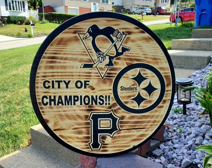 Pittsburgh Champions Wooden Circle Handcrafted Sports Circle - Etsy