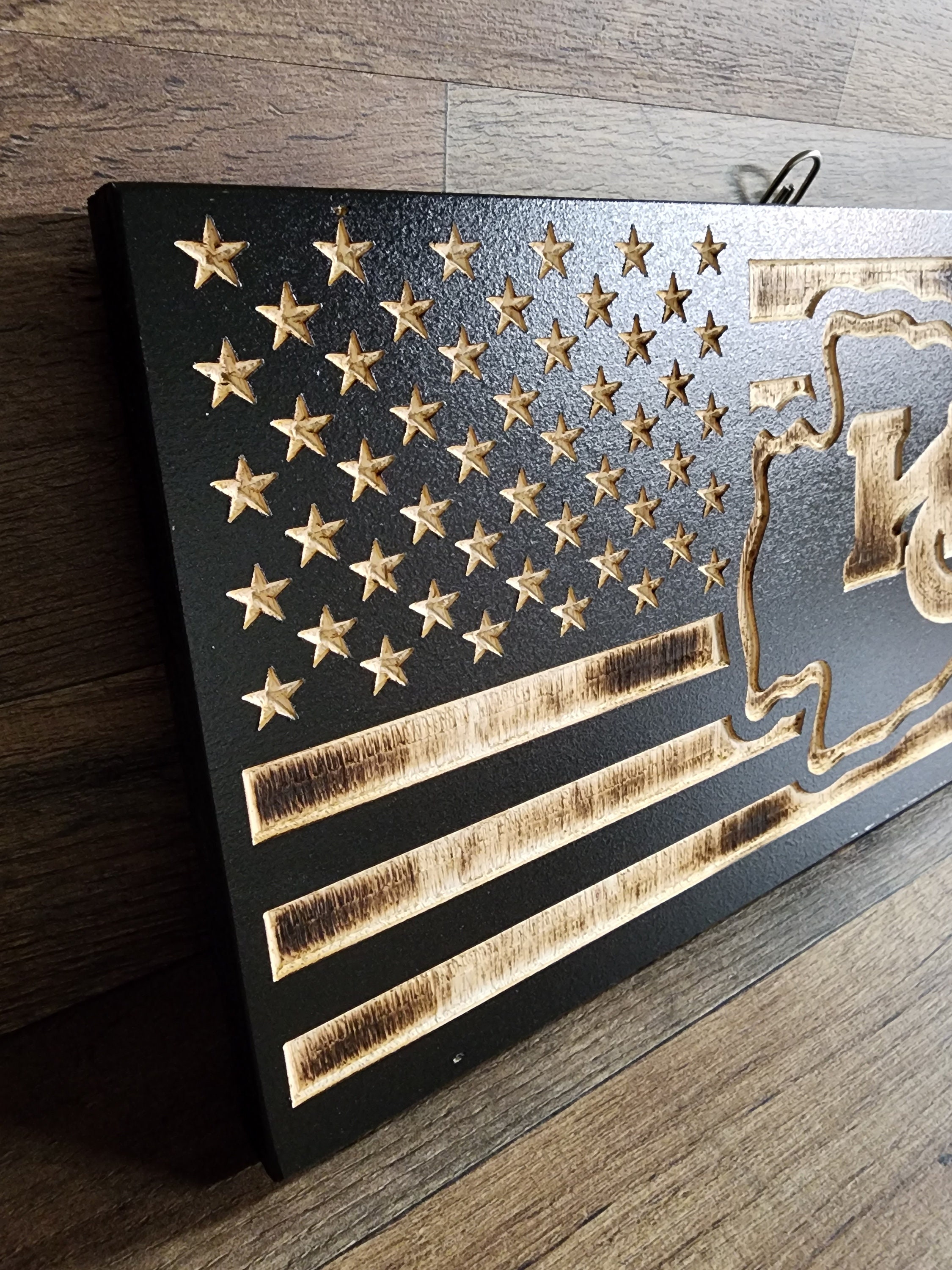 Kansas City Chiefs Flag: Handcrafted CNC Engraved Rustic American Flag ...