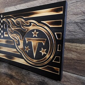 NFL Wooden Flag, Handcrafted Sports Flag, Rustic Burnt Flag, Subdued ...