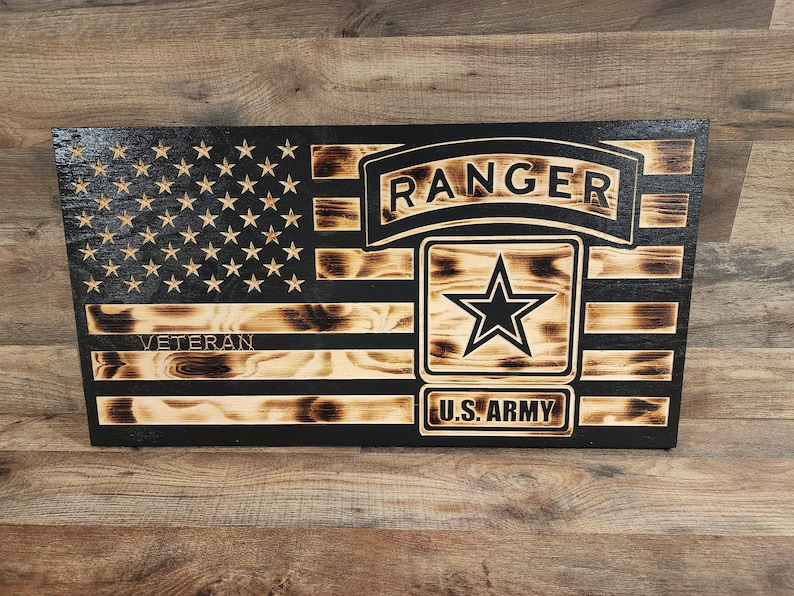Handcrafted Wooden Army Ranger Flag: Rustic Military Decor - Etsy
