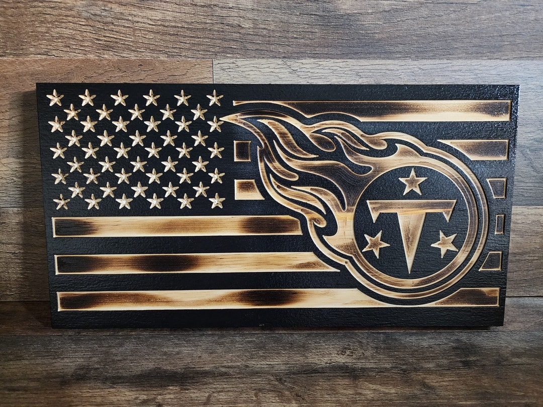 NFL Wooden Flag, Handcrafted Sports Flag, Rustic Burnt Flag, Subdued ...